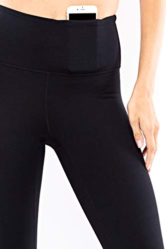Hype Up Women's High Waisted Super Soft Buttery Activewear Full Length Yoga Leggings with Inner Pocket (S-3X) Black