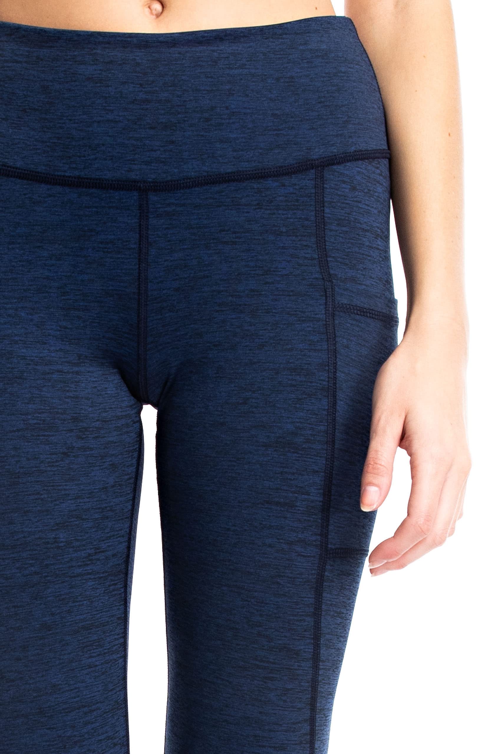 Hype Up Women's High Waisted Tummy Control Workout Leggings with Side Pockets (S-3X) Black