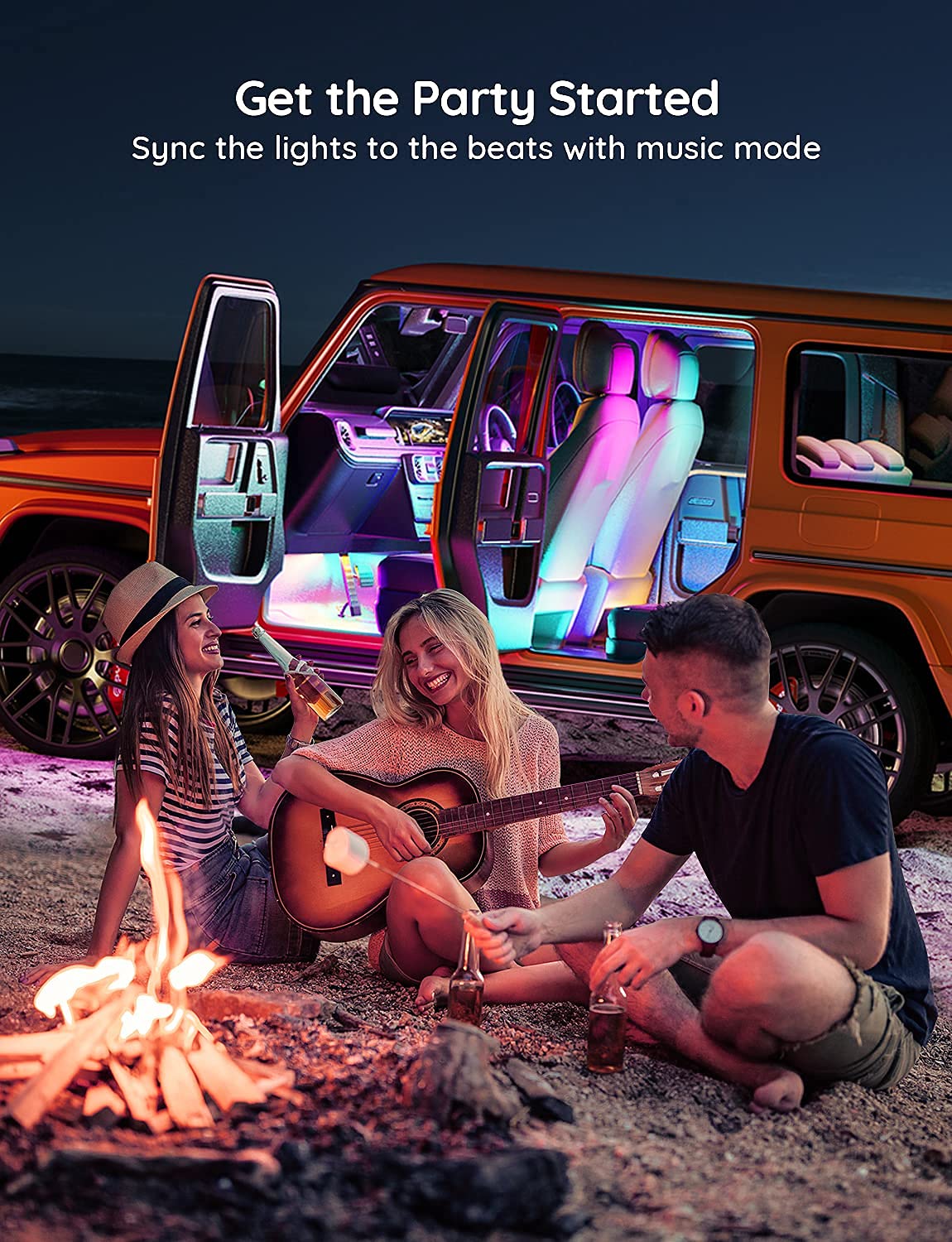 Govee Smart Car LED Strip Lights, RGBIC Interior Car Lights with 4 Music Modes, 30 Scene Options and 16 Million Colors, APP Control 2 Lines Design LED Car Lights for SUVs, DC 12V