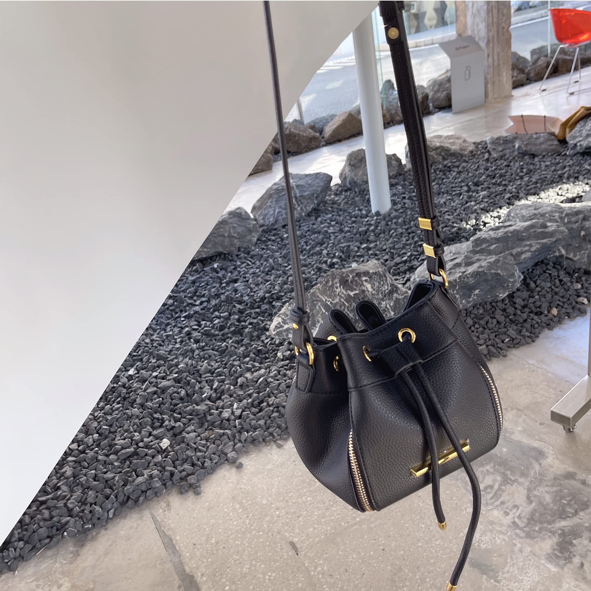 LL LOPPOP Small Casual Top-Handle Drawstring Bucket Bags, Mini Shoulder Crossbody HandBag with 2 Detachable Straps 203601