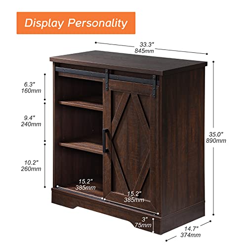 WAMPAT Buffets & Sideboards Buffet Table 2 in 1 Bar Cabinet with 2 Doors for Dining Room,Brown