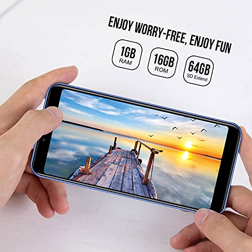 KXD 6C Cell Phone 4G Android Phones Unlocked 5.5" Full-Screen Phone 8MP Camera Smartphones Face ID 2500mAh Battery 16GB ROM with 64GB Expandable Memory Mobile Phones US Version (Blue)