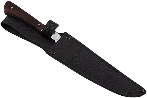 Grand Way Hunting Survival Fixed Blade Knife - Tactical Knife with Wood Handle for Hiking Camping and Fishing - Big Blade Kitchen Chefs Knife 3282