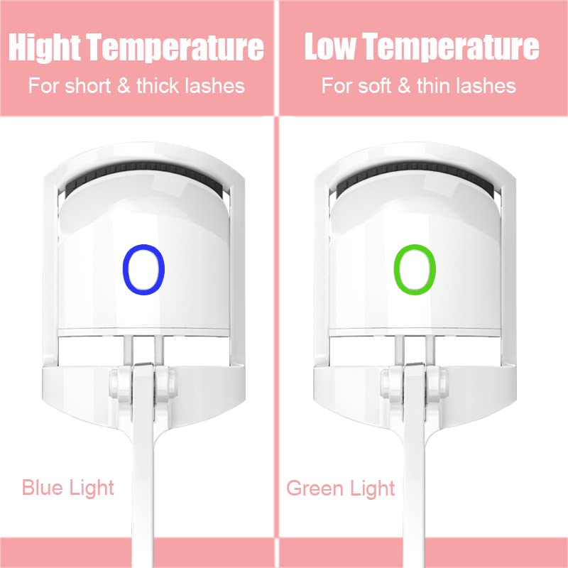 Heated Eyelash Curler, BYVUTE Regular Electric Lashes Curler with Sensing Heating Silicone Pads No Pitching Curler Long Lasting Two Temperature Settings Rechargeable with Pouch