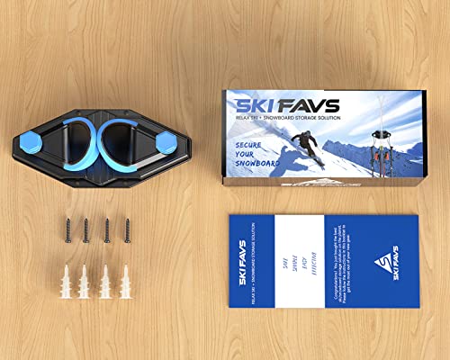 Skifavs Ski Wall Mount, Snowboard Wall Storage Rack, Ski & Snowboard Rack For Garage Wall, Damage-Free Ski Storage Rack, Ski Holders For Wall, Snowboard Display (1 Pack)
