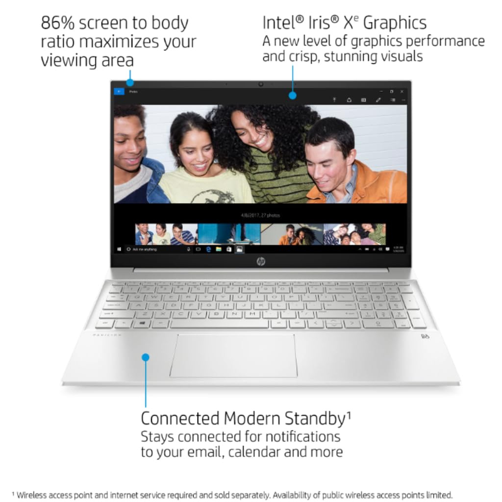 HP Pavilion Professional Laptop, 15.6" FHD Touchscreen, Intel Core i5-1235U, 64GB DDR4 RAM, 2TB PCIe M.2 SSD, Wi-Fi 6, Windows 11 Home, Fingerprint Reader, Backlit Keyboard, HDMI, Silver