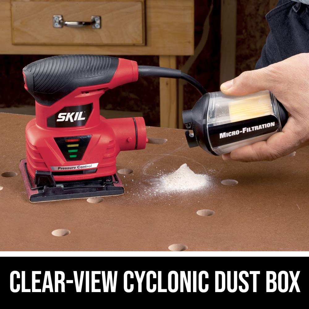 SKIL 7292-02 2.0 Amp 1/4 Sheet Palm Sander with Pressure Control , Red