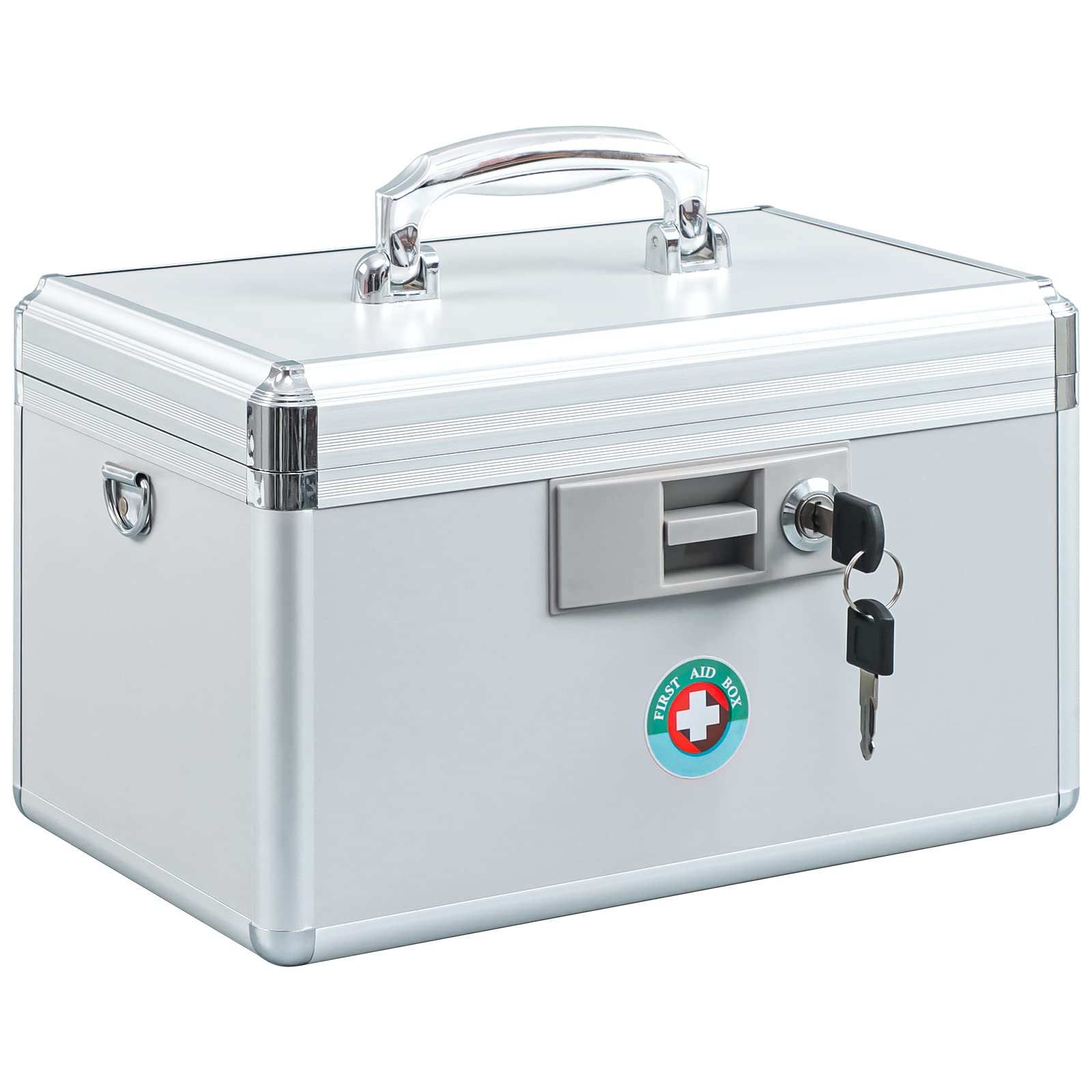 KYODOLED Locking Key Medicine Box,First Aid Key Safe Box with Lock,Key Medication Storage Lock Box for Drugs Use, 12.2'' x 7.8'' x 8.2'' White