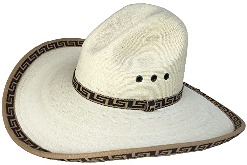 Headchange Sahuayo Mexico Palm Straw Gus Crown Vaquero Cowboy Hat (Large (7 3/8-7 1/2), Gus Crown Brown Band)