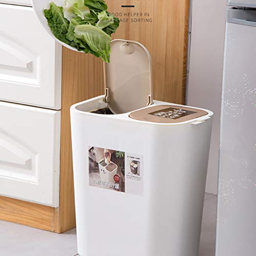 WXXGY Trash Can Double Recycling Waste Bin Twin Double Compartment Bin for Waste Separation for Waste Recycling for Kitchen Home/White