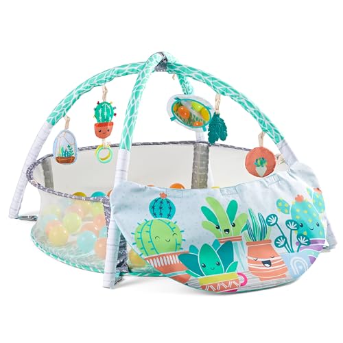 Infantino 4-in-1 Succulent Jumbo Activity Gym & Ball Pit - Combination Activity Gym and Ball Pit for Sensory Exploration and Motor Skill Development for Newborns, Babies and Toddlers