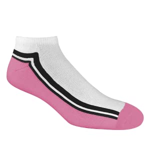 Jox Sox Women's Cushioned Low Cut Socks (Women's Shoe Size 5 to 10, Women's Cushioned Low Cut White / Pink / Black)