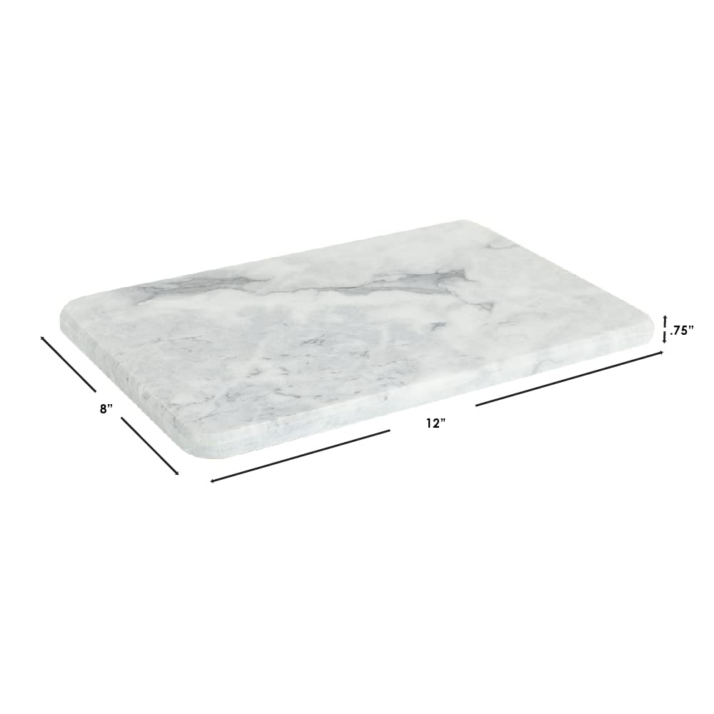 Marble Chopping Board, By Home Basics | 8" x 12", (White), Cutting Boards For Kitchen | Kitchen Cutting Boards With Non-Skid Feet