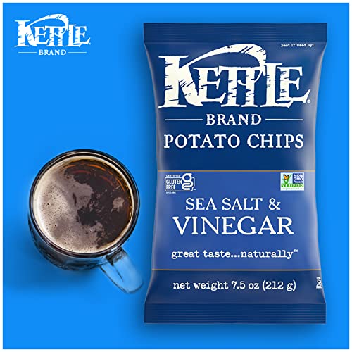 Kettle Brand Sea Salt and Vinegar Kettle Potato Chips, Gluten-Free, Non-GMO, 7.5 oz Bag