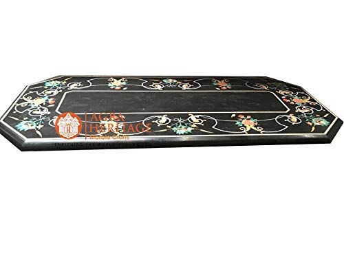 Marble Conference Dining Table Top Marquetry Inlay Floral Furniture Decor | 60"x36" Inches