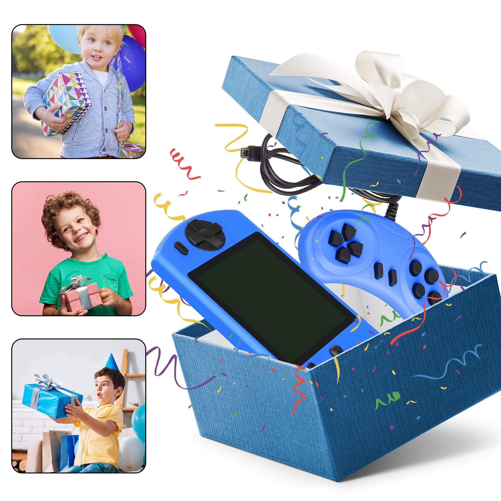 Melusen Retro Handheld Game Console, Portable Handheld Games for Kids with 500 Classical FC Games, 3.5" LCD Screen Support for Connecting TV and Two Players Gift for Adult