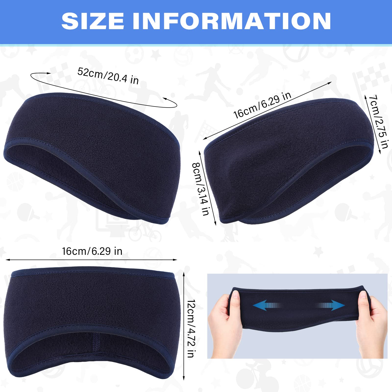 Janinka 11 Pieces Ear Warmers Headband Fleece Ear Covers Winter Running Ear Muffs Headband for Cold Weather Women Men