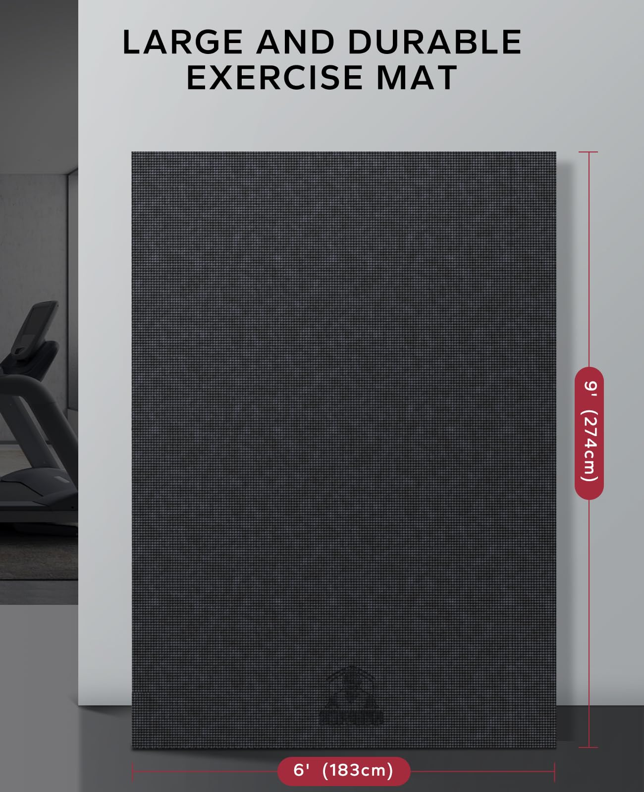HAPBEAR Extra Large Exercise Mat-9'x6'x8mm(1/3 inch), Non-Slip, Ultra Durable, Thick Workout Mats for Home Gym Flooring Cardio, Yoga Mats for Fitness, High-Density Exercise Mat, Shoes-Friendly
