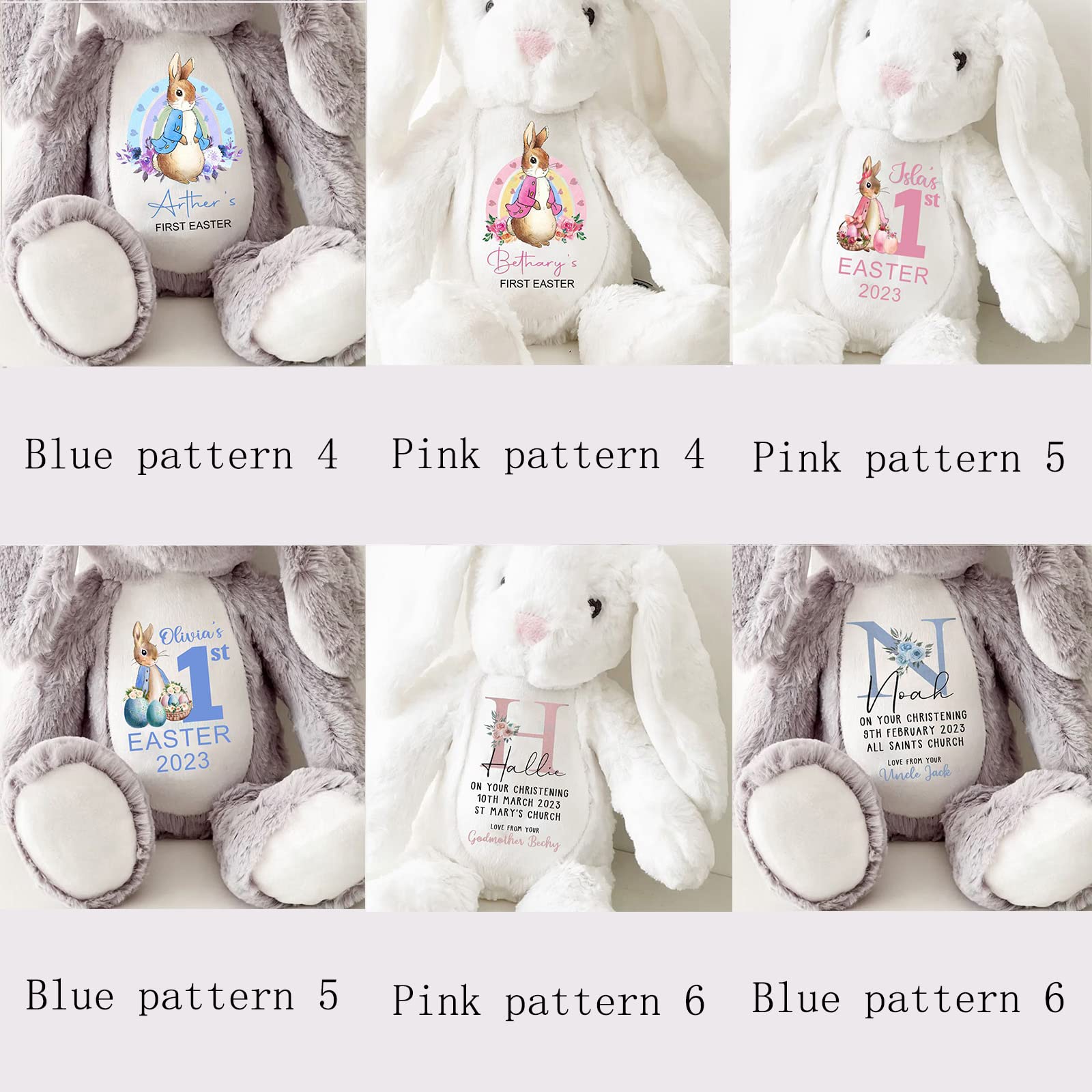 KAKU HOME Personalised My First Easter Gift Bunny with Name,The Plush Rabbit That Accompanies The Child