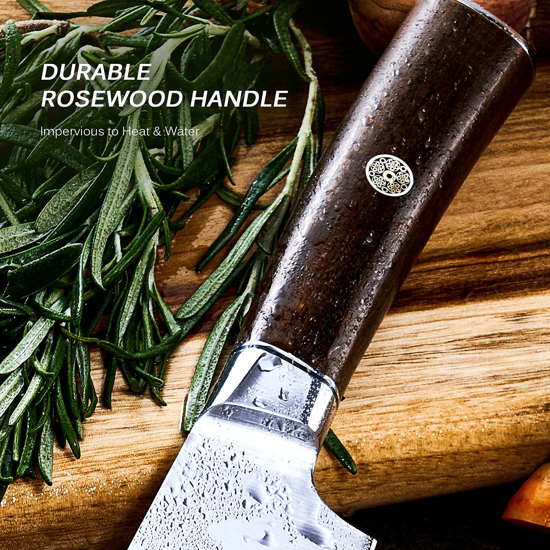 KYOKU Daimyo Series 7" Nakiri Knife + 10'' Bread Knife - Japanese 440C Stainless Steel - Rosewood Handle