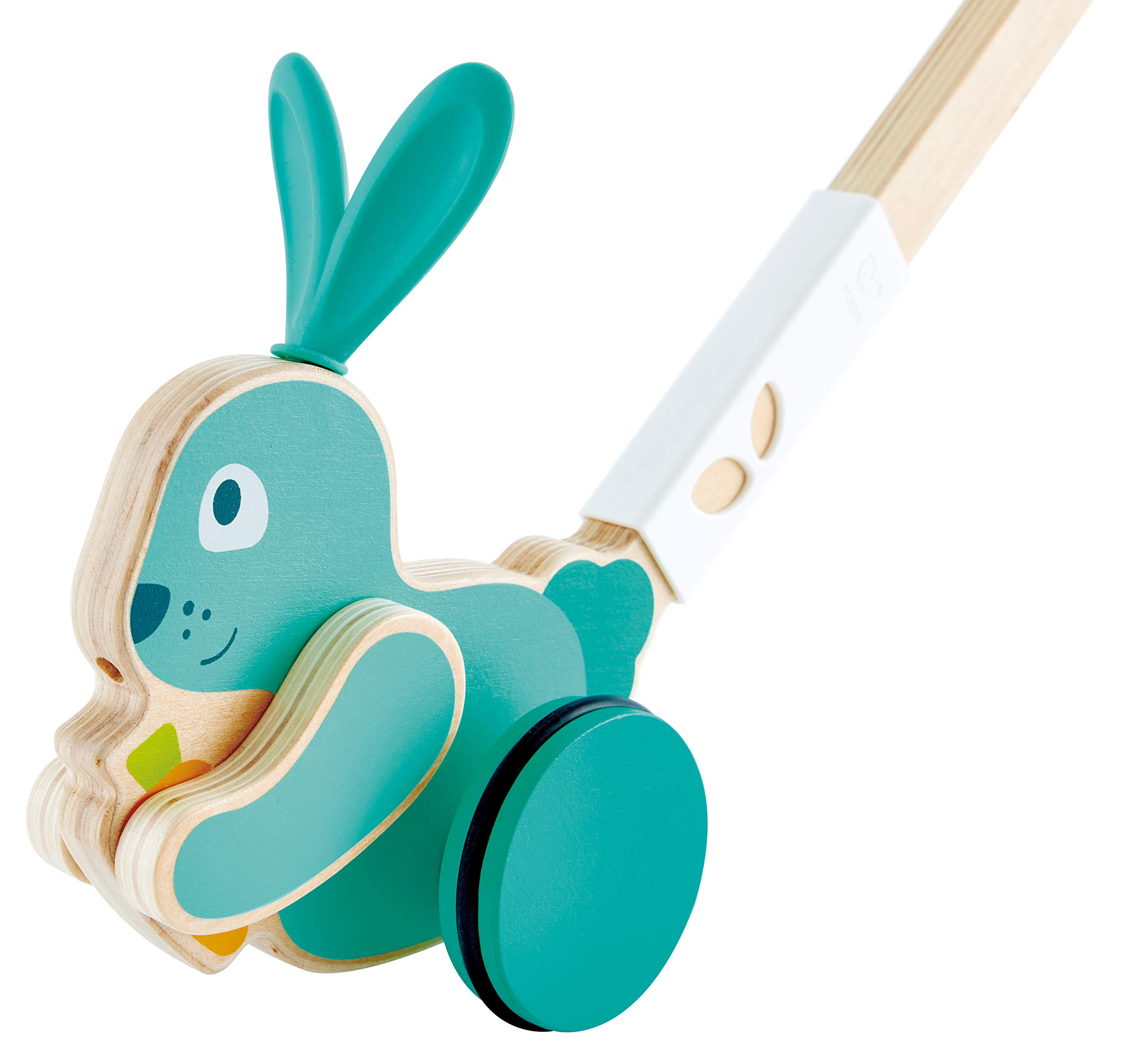 Hape Bunny Push Pal | Wooden Push-Along Bunny, Baby Walker Push Toy, Multicolor (E0358)