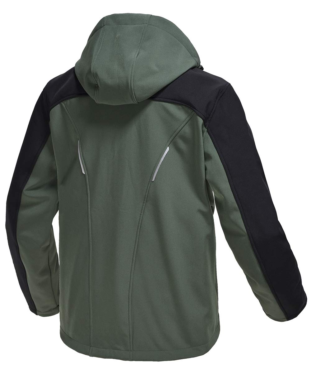 Gopune Men's Hooded Softshell Jacket Waterproof Windproof Tactical Hiking Jacket (Army green,M)
