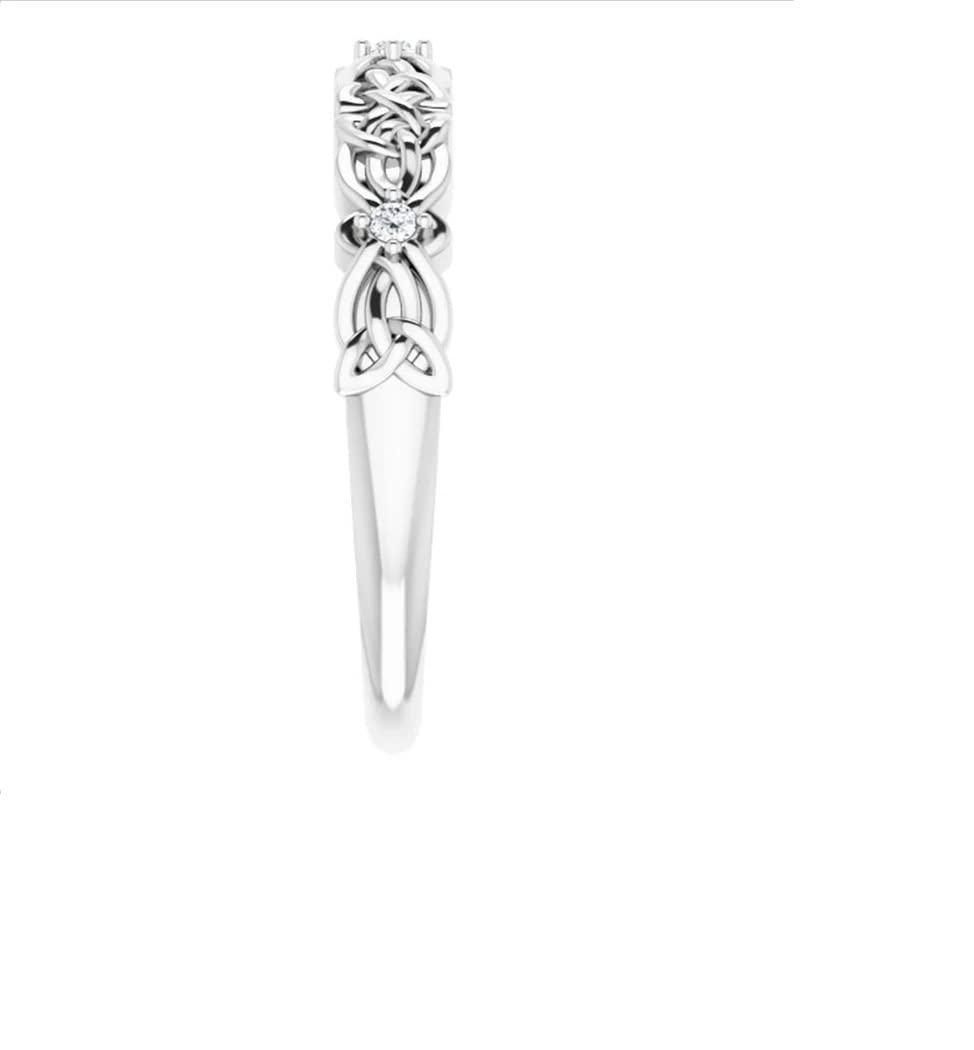 Jewels Store 0.10 Ct Round Cut White Diamond Celtic Knot Wedding Band for Women in 925 Sterling Silver White or Rose or Yellow Gold Finish (Silver, 7.5)