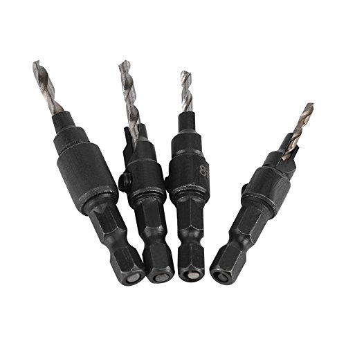 LIYJTK 1/4inch Hard Alloy Hex Shank HSS Drill Bits Fast Change #6#8#10#12 Countersink Woodworking Tool
