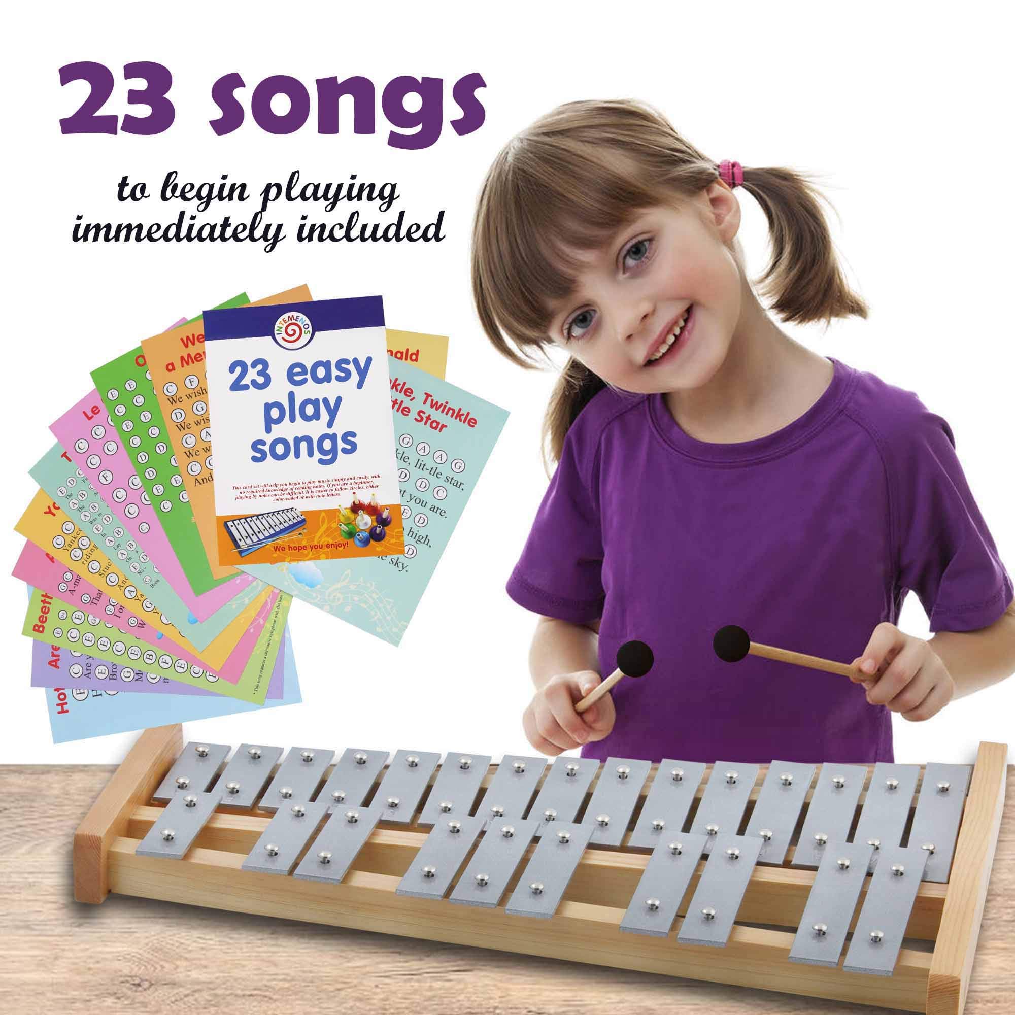 Glockenspiel 25 Note - Chromatic Metal Xylophone - Sheet Music Cards