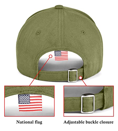 KIRAAT 3 Pack American Flag Baseball Cap Unisex,Low Profile USA Plain Dad Hat for Men&Women (Black&Grey&Green)