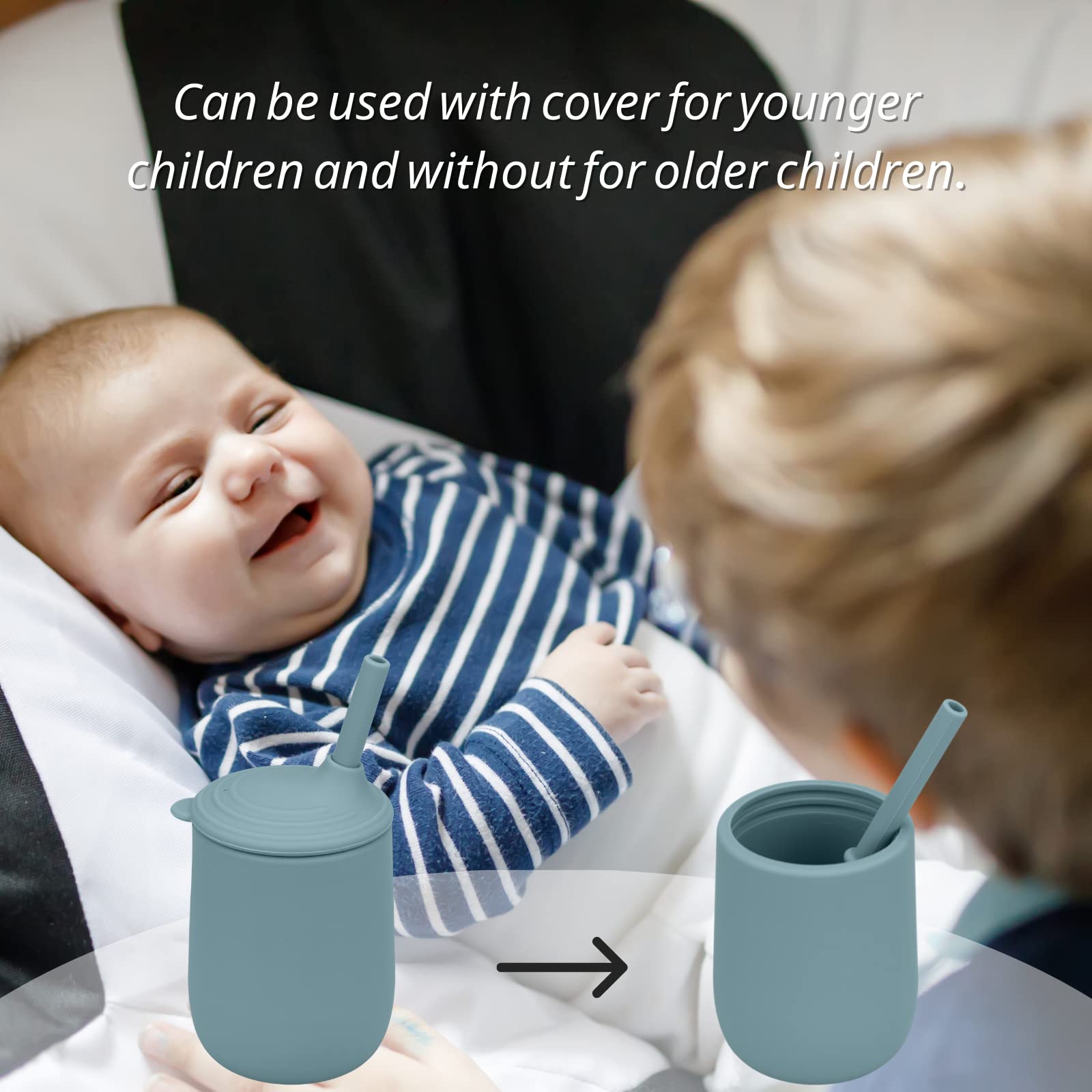 Mintlyfe Toddler Straw Cup, 100% Food Grade Silicone Training Cup for Baby, Trainer Cup Toddler Training Straw Cup for Boys and Girls, Unbreakable (YSC-Ether)