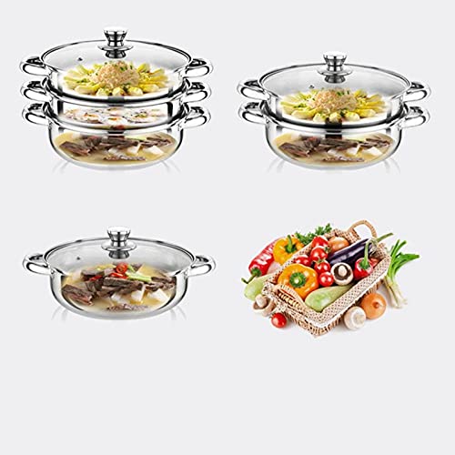 Yamde 2 Piece Stainless Steel Stack and Steam Pot Set - and Lid,Steamer Saucepot double boiler…