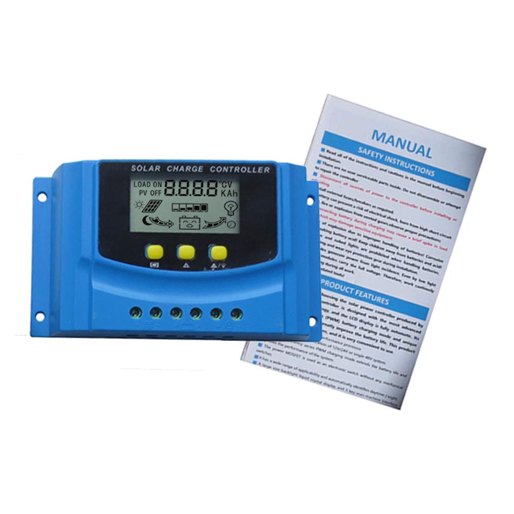 HUINE 20A Solar Charge Controller 12V 24V PWM Solar Regulator Compatible for Lithium ion/Lifepo4/lead Acid Batteries with LCD Display&5V USB &Adjustable Parameter