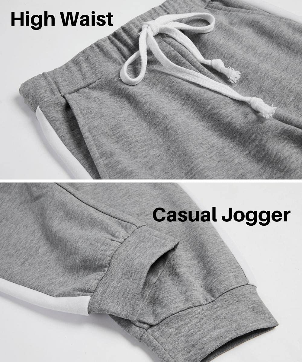 Imily Bela Girls Active Jogger Sets 2 Piece Striped Tracksuit Crop Tops and Sweatpants Outfits Sweatsuits