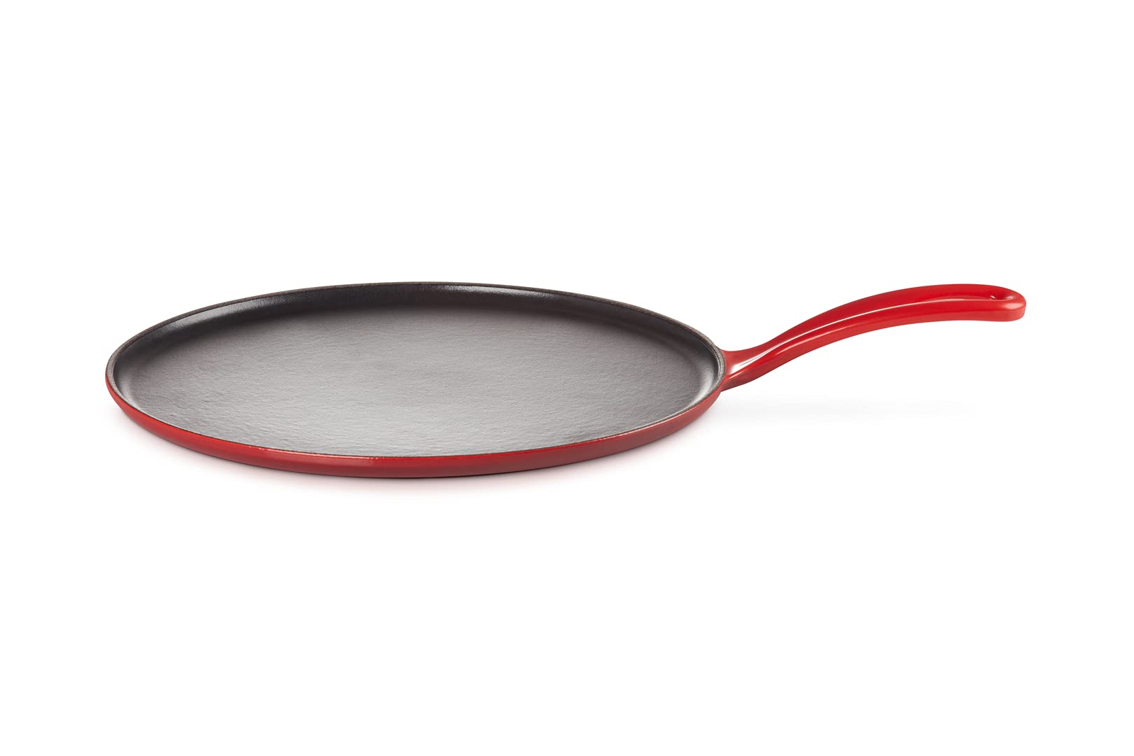 Le Creuset Enameled Cast Iron Crepe Pan with Rateau and Spatula, 10.75", Cerise