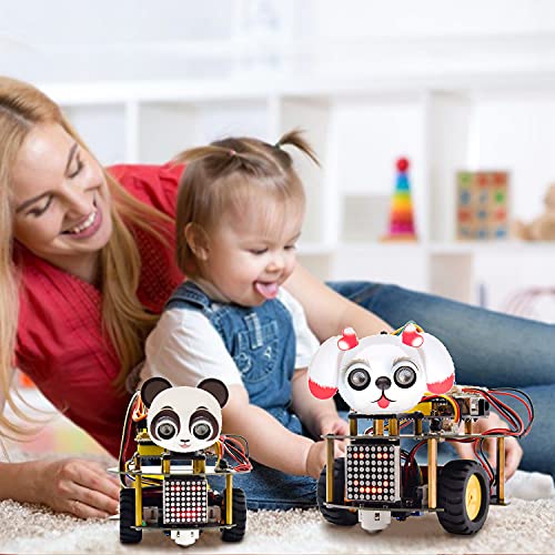KEYESTUDIO Turtle Smart Robot Car Kit V3.0 for Arduino, IR Remote/Bluetooth Control, 8x8 LED Matrix, Line Tracking, Ultrasonic Obstacle Avoidance/Follow
