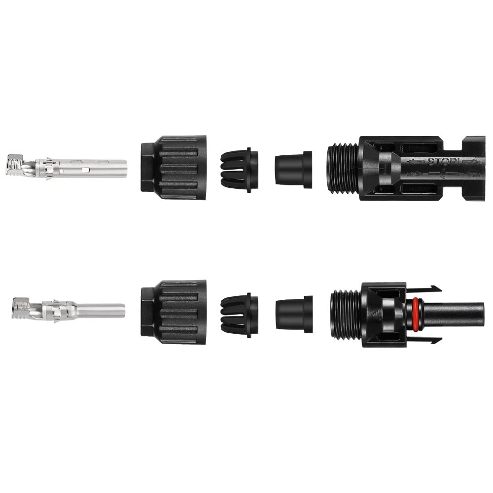 KEYGMA 6 Pairs Male/Female Solar Panel Cable Connectors, 2 Pieces Spanners for PV Solar Connector, Solar Panel Connector Kit, IP67 Waterproof, 50A 1000V DC (6 Pairs)