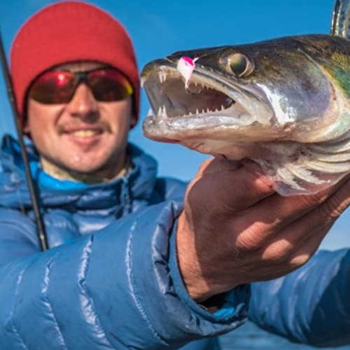 KANTANZE Ice Fishing Jigs Fishing Lures with Tackle Box for Walleye Perch 10PCS Pink.