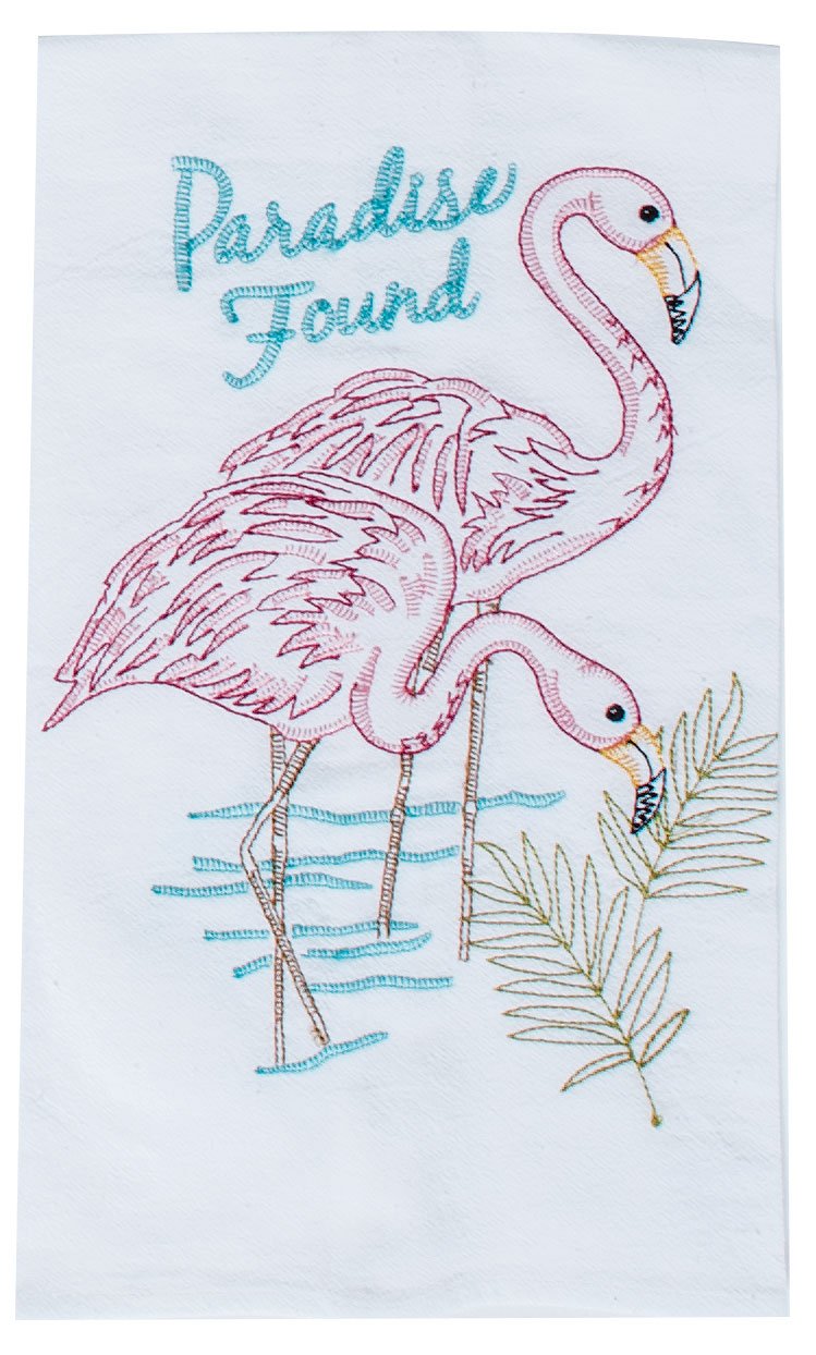 Kay Dee Designs 2 Piece Flamingo Kitchen Bundle of 2 Embroidered Flour Sack Towels