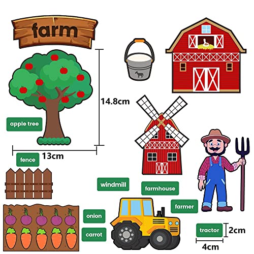 Mewise 64 Pieces Farm Animals Felt Story Pieces for Toddlers,Preschool,Storytelling Teaching Play Kits for Felt Board…
