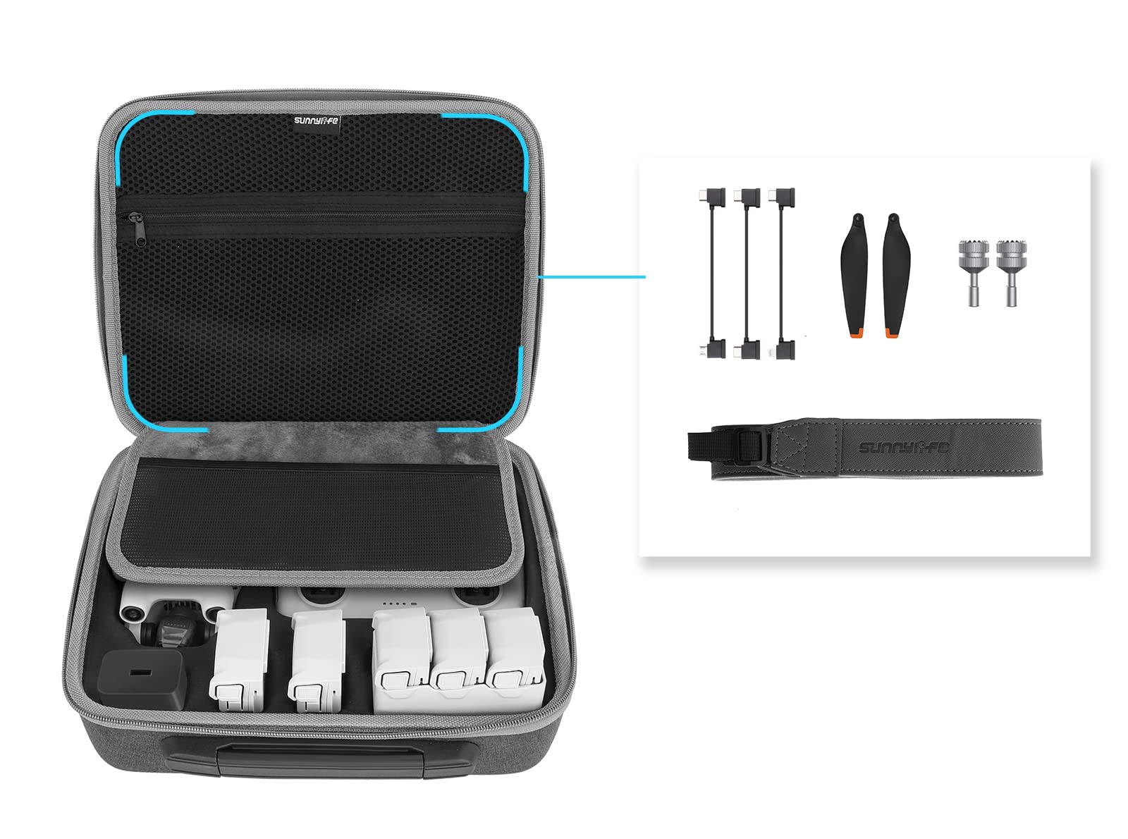 Mirvyagr Mini 3 Pro Portable Carrying Case,6 Batteries Storage Space,Large Capacity Travel Bag Compatible With DJI Mini 3 Pro Accessories(RC/RC-N1)