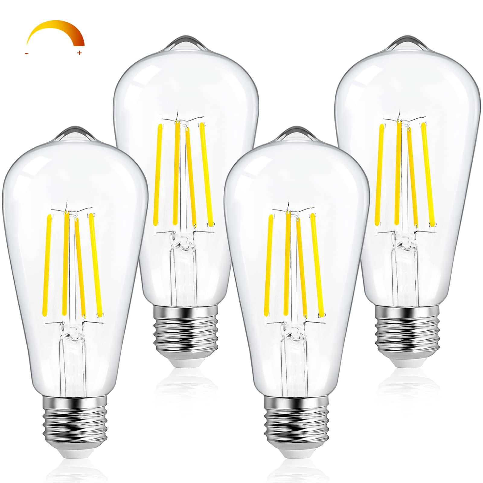 KOOHORO LED Light Bulbs 100 Watt Equivalent, 8W E26 LED Bulb1400Lumens High Brightness Dimmable Vintage LED Bulbs Daylight White 5000K, CRI90+ Antique Chandelier Edison Bulbs, 4 Pack