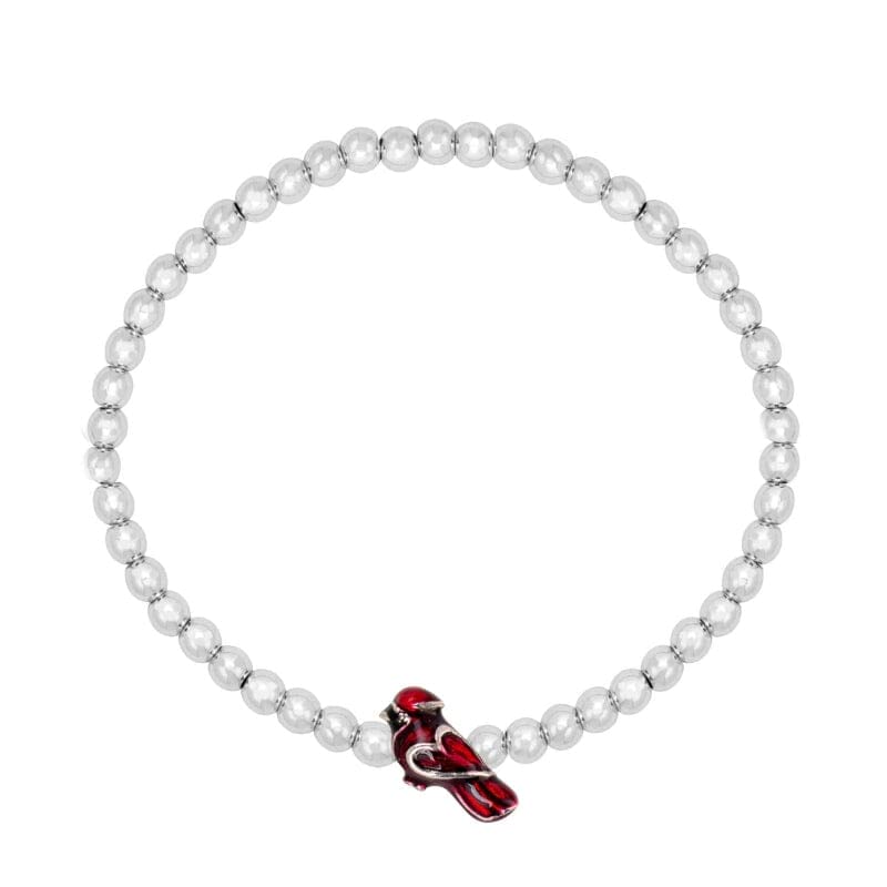 Luca + Danni Red Cardinal Stretch Bracelet with White Howlite Beads For Women - Brass Tone Regular Size Made in The USA