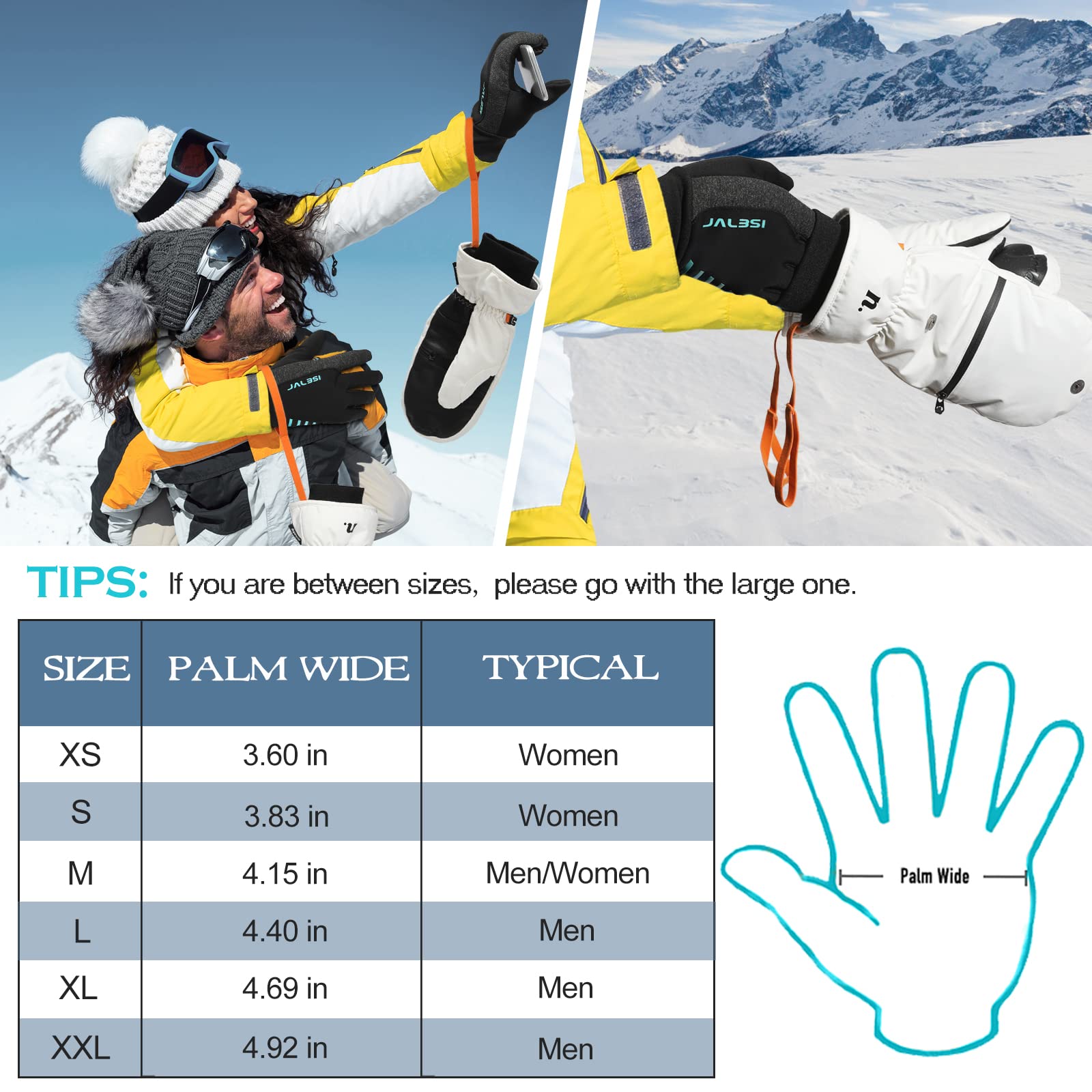 JALBSI Winter Gloves Men Women With Thermal Wool Fleece Lined for Cold Weather Touchscreen Fingers Insulated Warm Windproof