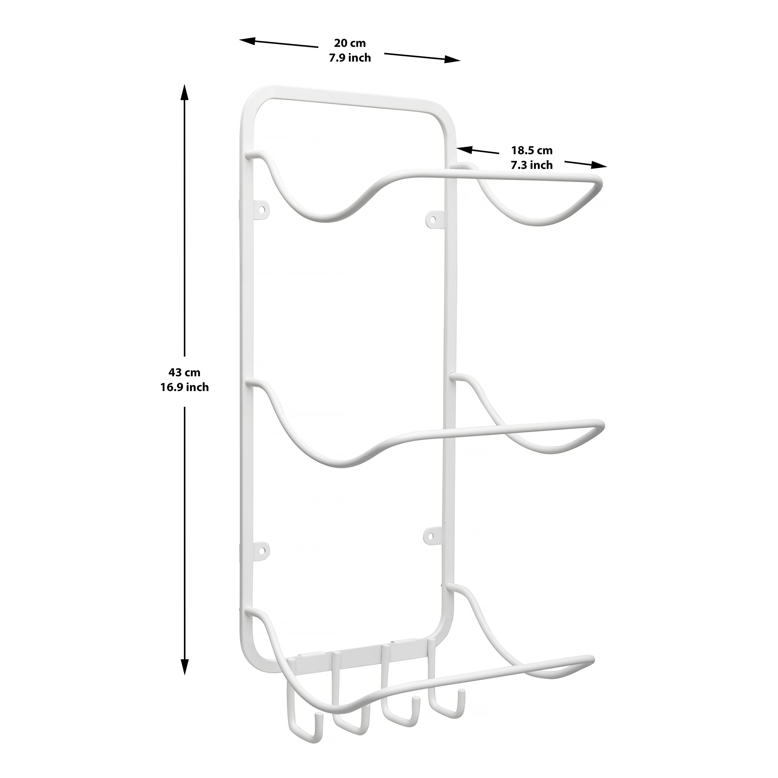 KOOLIST Yoga Mats Holder, Wall Mount, Rack for Yoga Mats or Towel Storage. 3 Shelf Contoured Design Twin Pack Totalling 6 Shelves. 1 Additional 4 Hook Assembly Included.