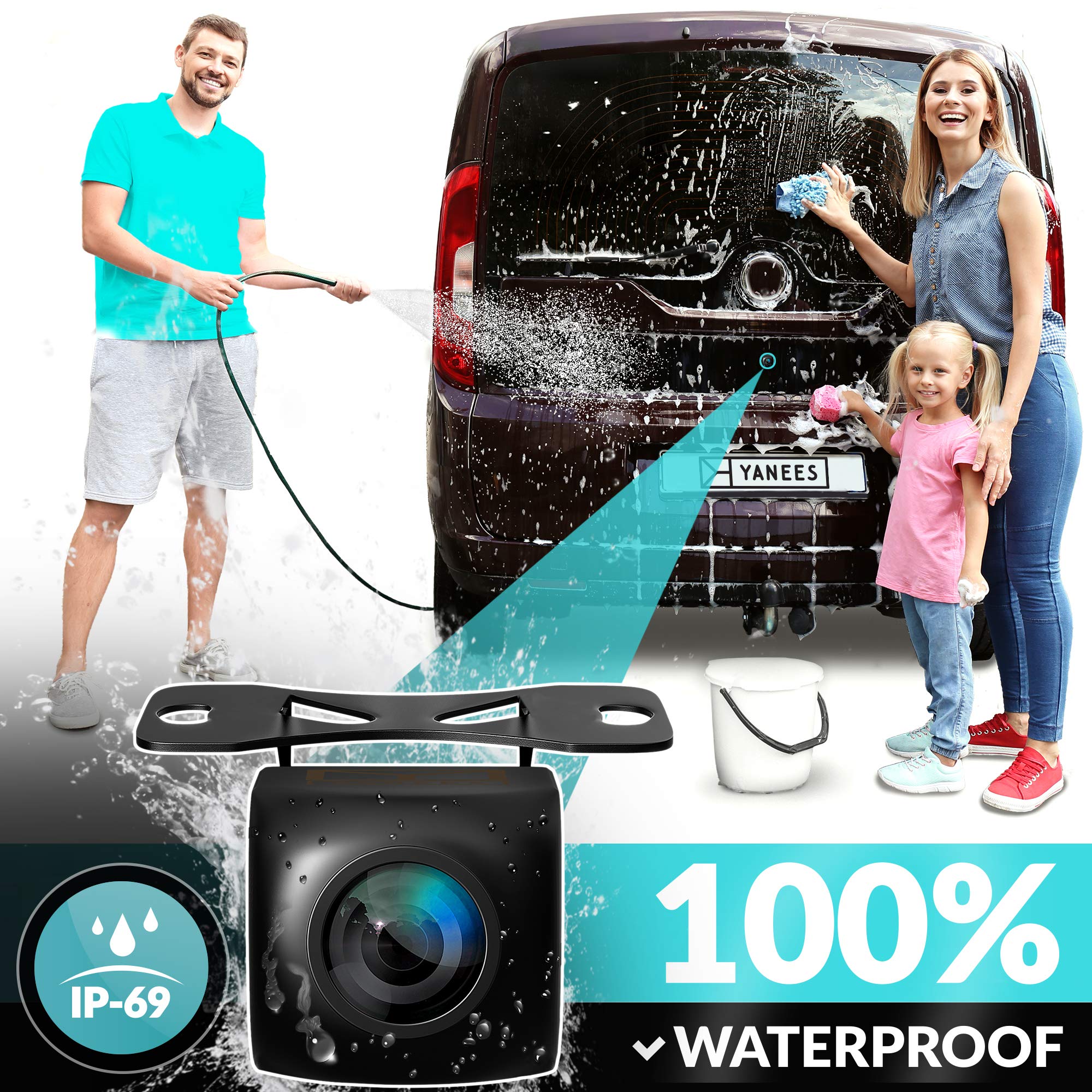 HD Backup Camera Night Vision - Reverse Camera for Car - Waterproof Universal OEM Auto Back Up Car Rear View Camera for Pickup Trucks SUVs RVs Vans - Super Wide Angel 149 Degrees - High Definition