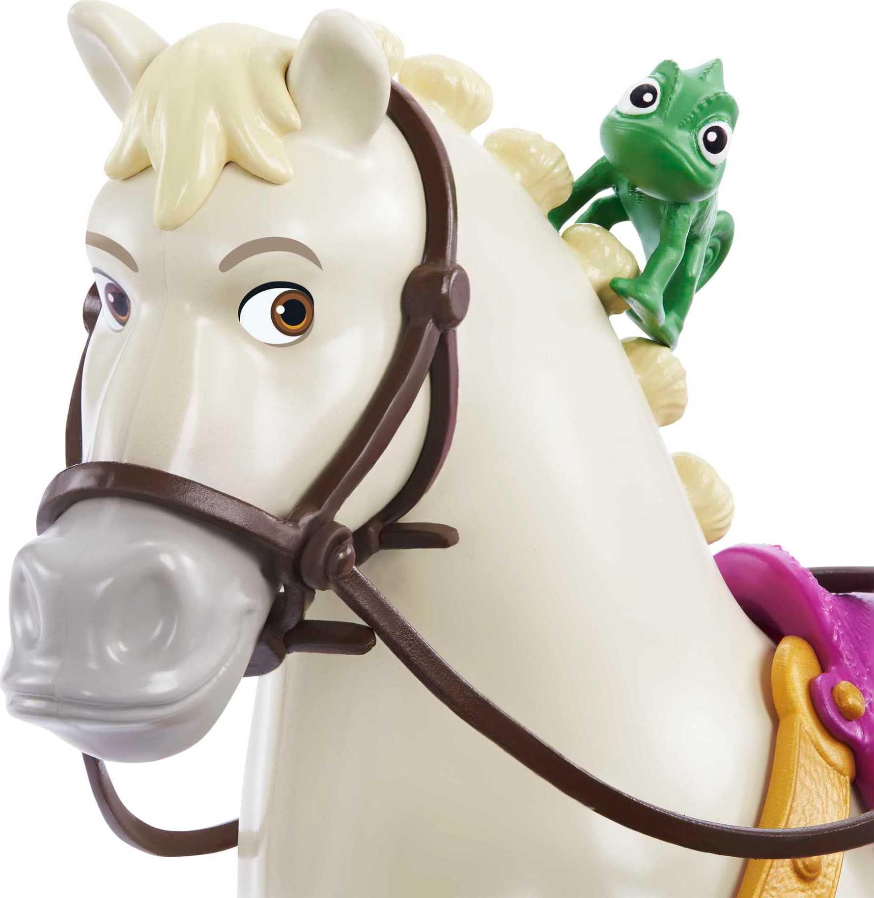 Mattel Disney Princess Toys, Rapunzel Fashion Doll & Maximus Horse Set with Saddle, Brushable Tail, Styling Accessories & Pascal Figure