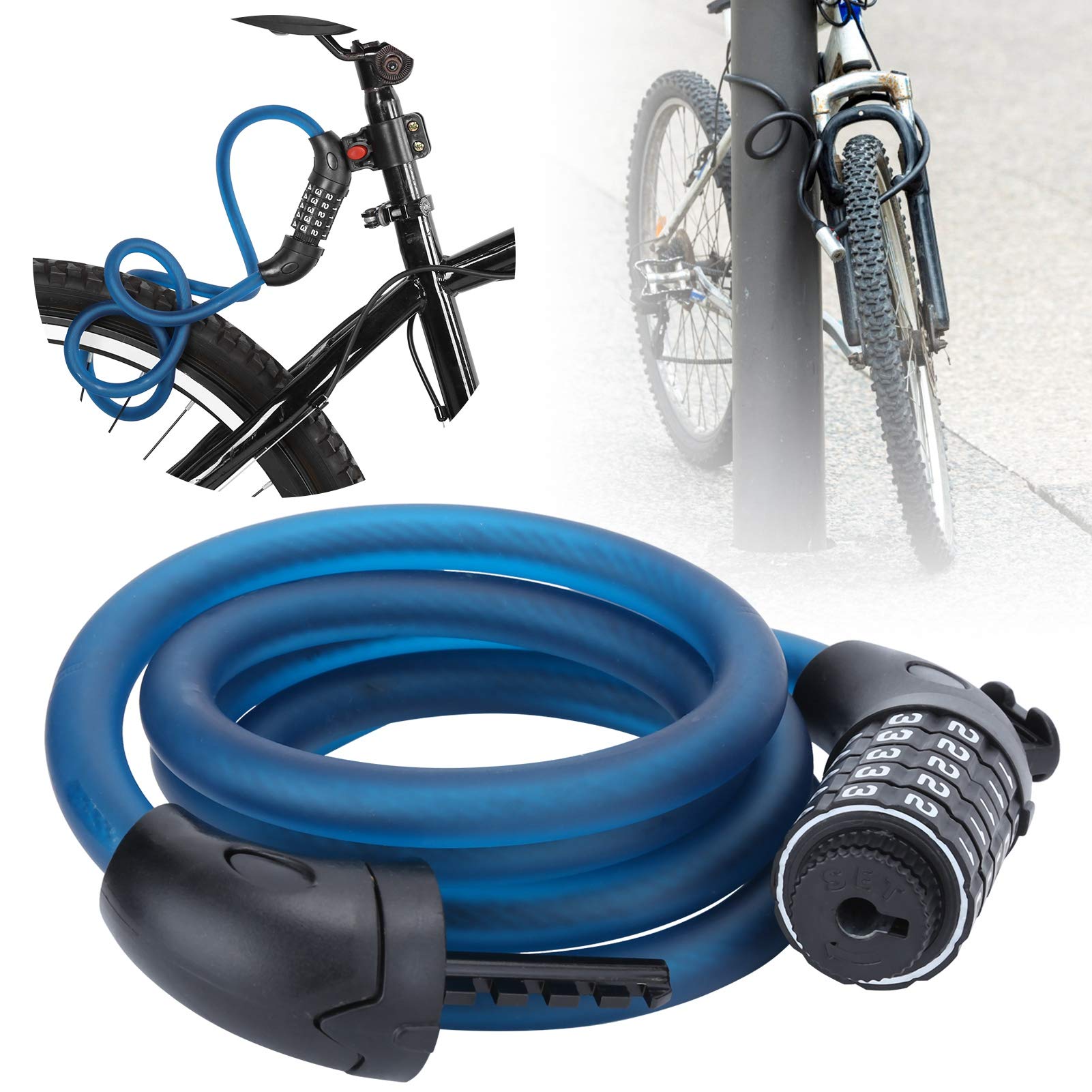 High Efficiency Bike Lock Practical Convenient Bicycle Coded Lock Lightweight Gym for Home Coffee Shop Outdoor(Matte Blue)
