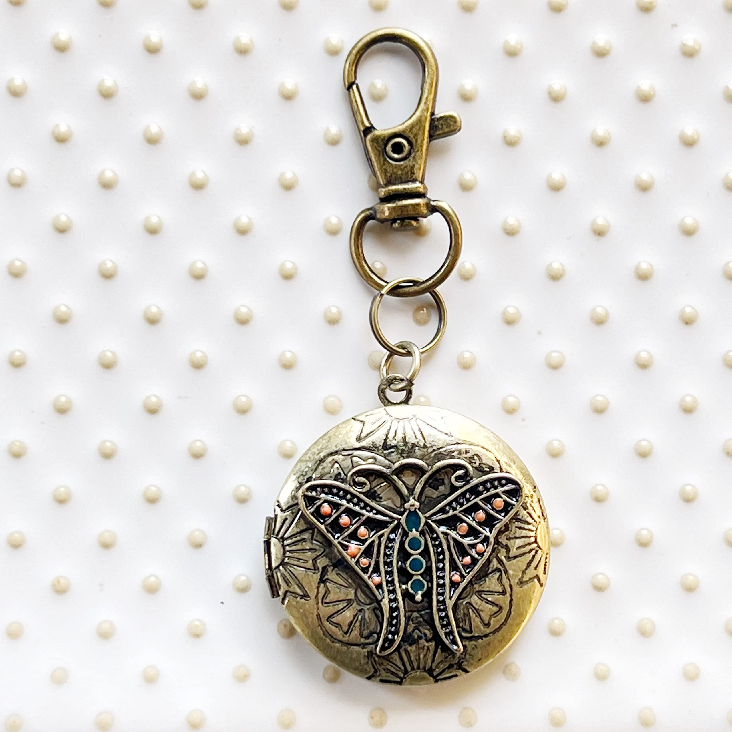 Gothic Butterfly Locket Zipper Pull for Backpacks, Cute Rhinestone Purse Charms, Unique Vintage Style Insect Handbag Jewelry, Victorian Steampunk Zipper Charms, Camera Bag Charms, Cool Key Chain Charm