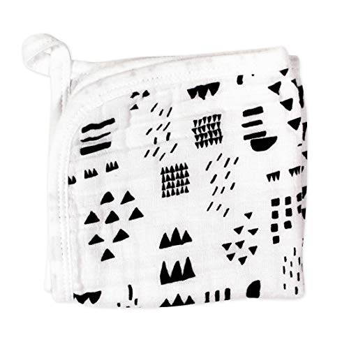 HonestBaby unisex baby 3-Piece Organic Cotton Hooded Towel & Washcloth Set Bandana, Pattern Play, One Size US